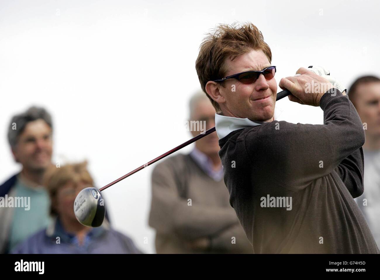 Scotland's Stephen Gallagher drives of the third tee, during the third ...