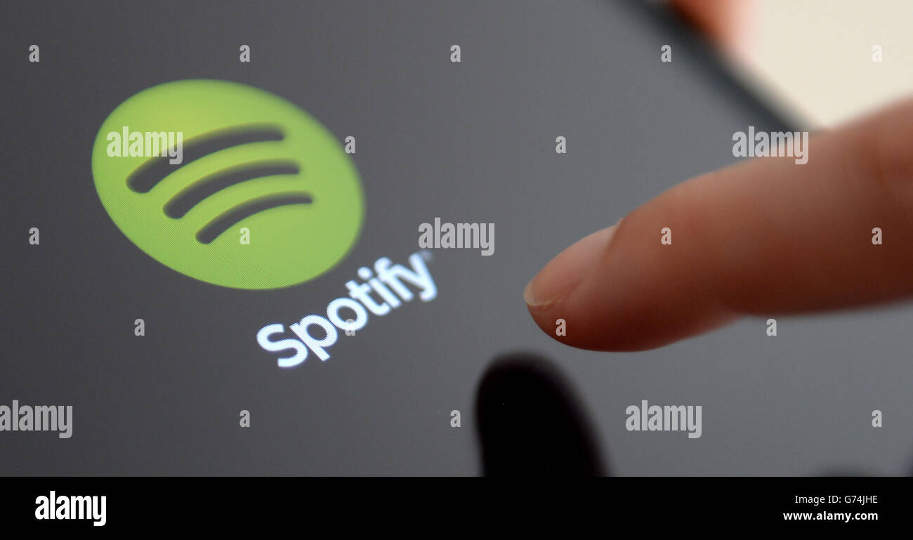 The Spotify App is shown in an Apple iPad mini Stock Photo - Alamy