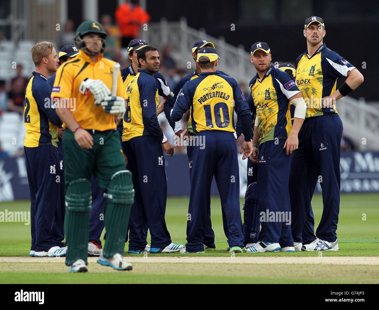 Birmingham Bears' Shoaiv Malik celebrates taking the wicket of ...