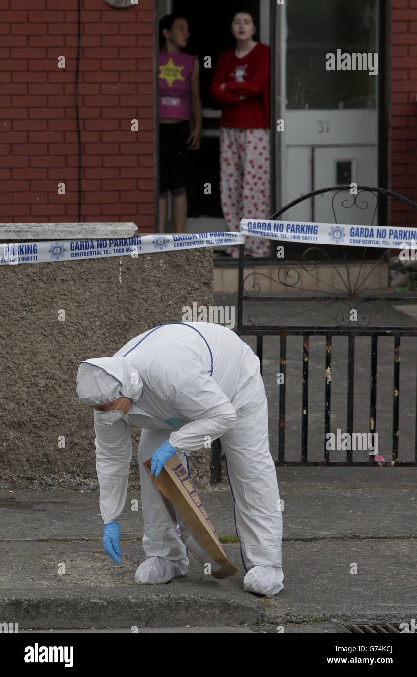 A member of the Garda forensic team at the crime scene in Croftwood ...
