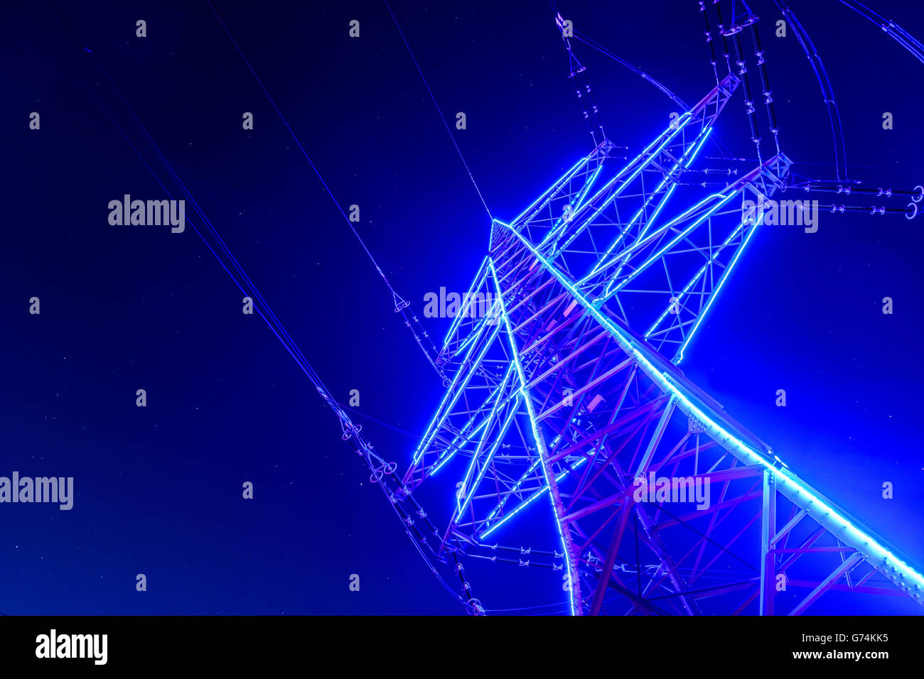 Substation Vienna Southeast Austrian Power Grid , spotlighted Pylon ...