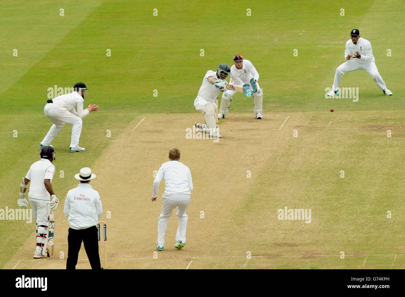 Sri Lanka's Kumar Sangakkara scores his 100th run during day three of ...