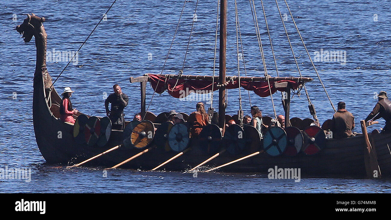 Travis Fimmel, who plays leading character Ragnar Lothbrok (second left ...