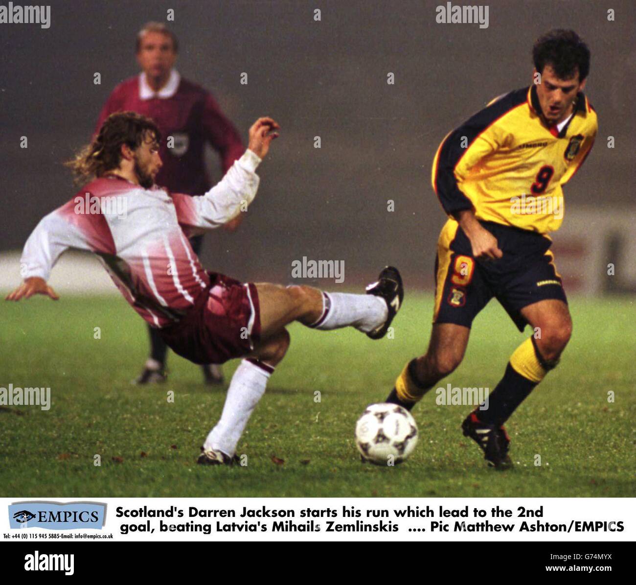 Scotland's Darren Jackson starts his run which lead to his goal ...