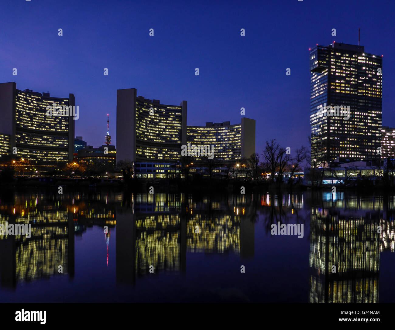Vienna International Centre ( UN building ) , Danube Tower and IZD ...