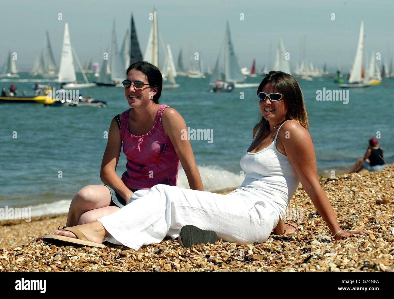 Kirsty Saunders and Renee Gander (right) watch the racing from the ...