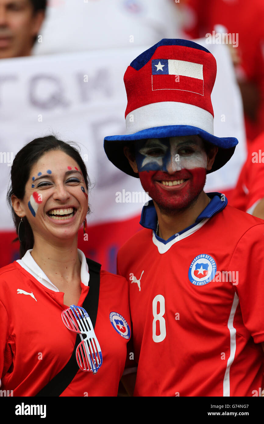 Chile fans show their support in the stands hi-res stock photography ...