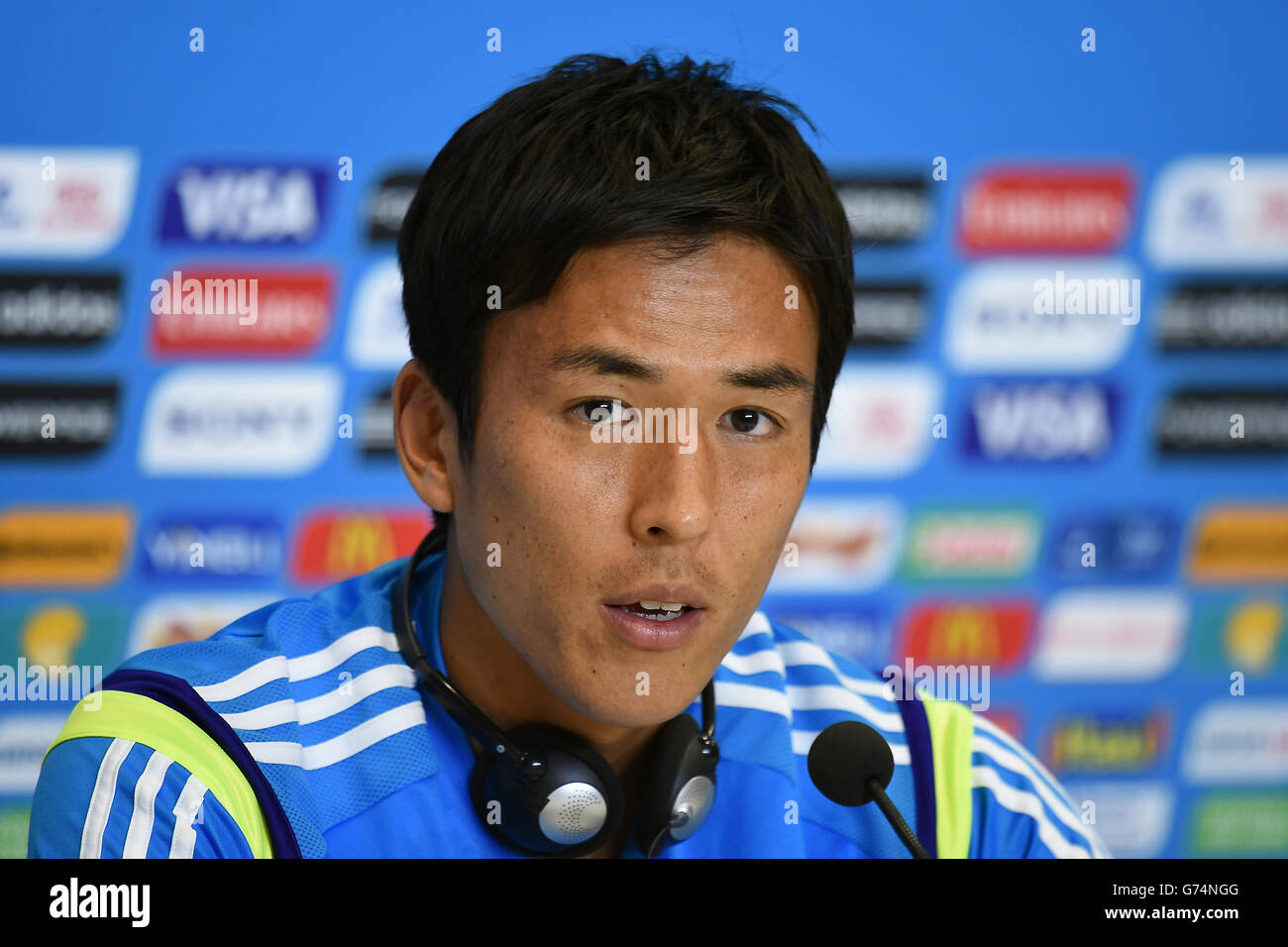 Japan captain Makoto Hasebe during a press conference at Arena das ...