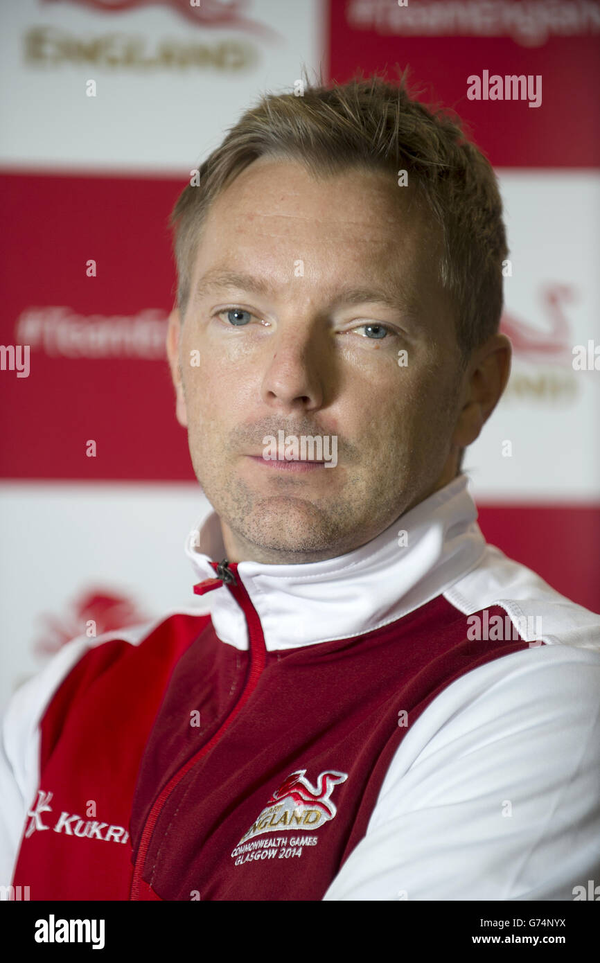 Team England Swimming Physiotherapist Carl Butler during a kitting out ...