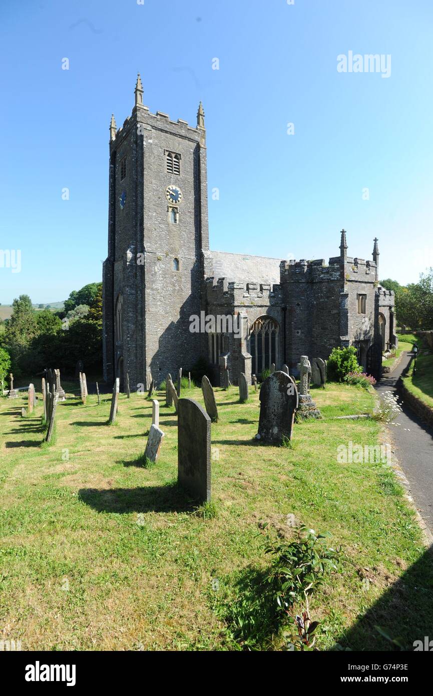 The exterior of St George's church in Dittisham, Devon, where the ...