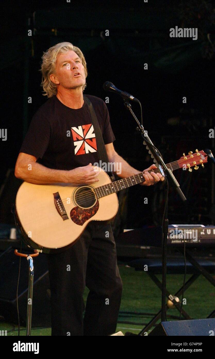 Tim Finn from Kiwi duo The Finn Brothers, performs live during a gig at ...