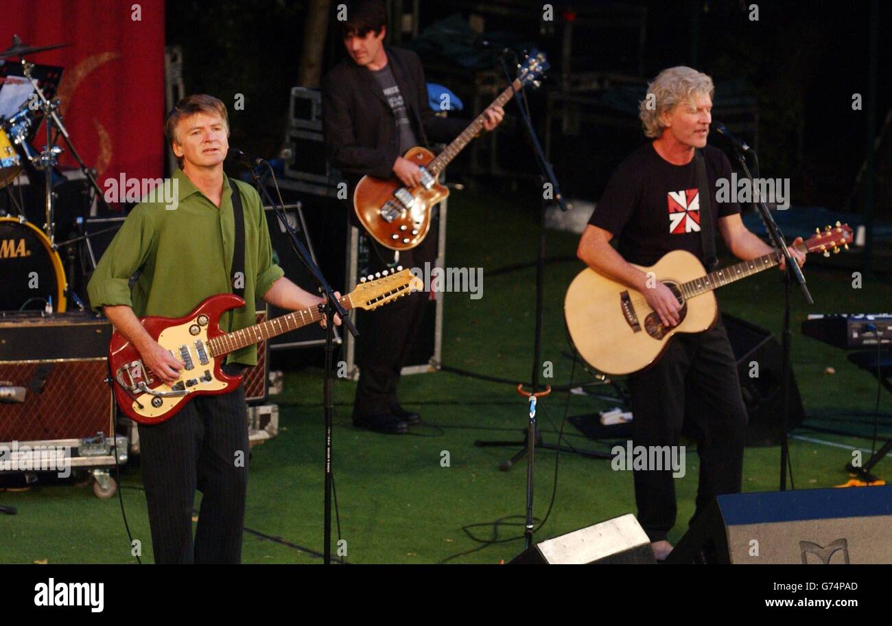Kiwi duo The Finn Brothers, Neil (left) and Tim, perform live during a ...