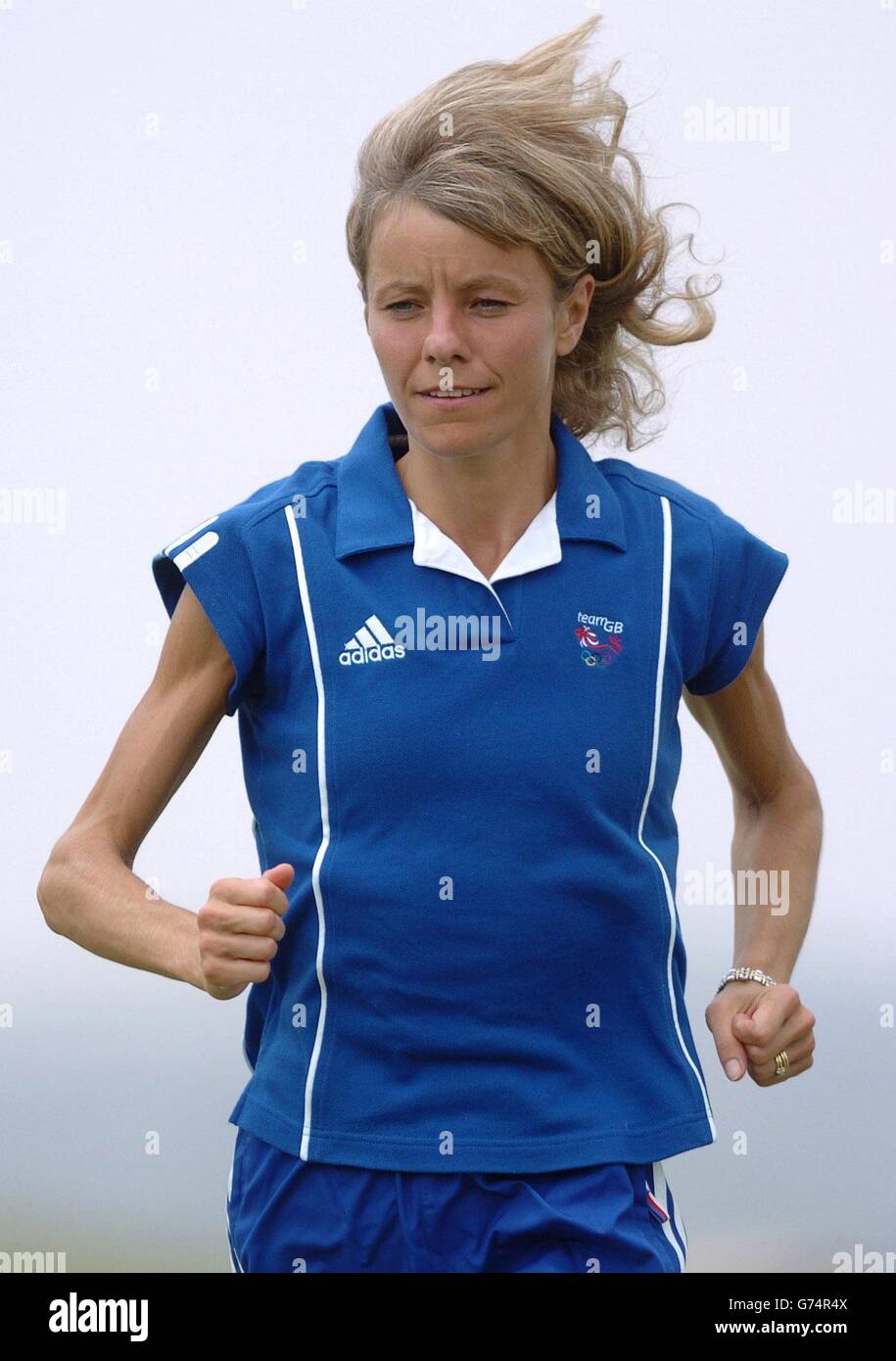Wales-born British marathon runner Tracey Morris from Leeds trains ...
