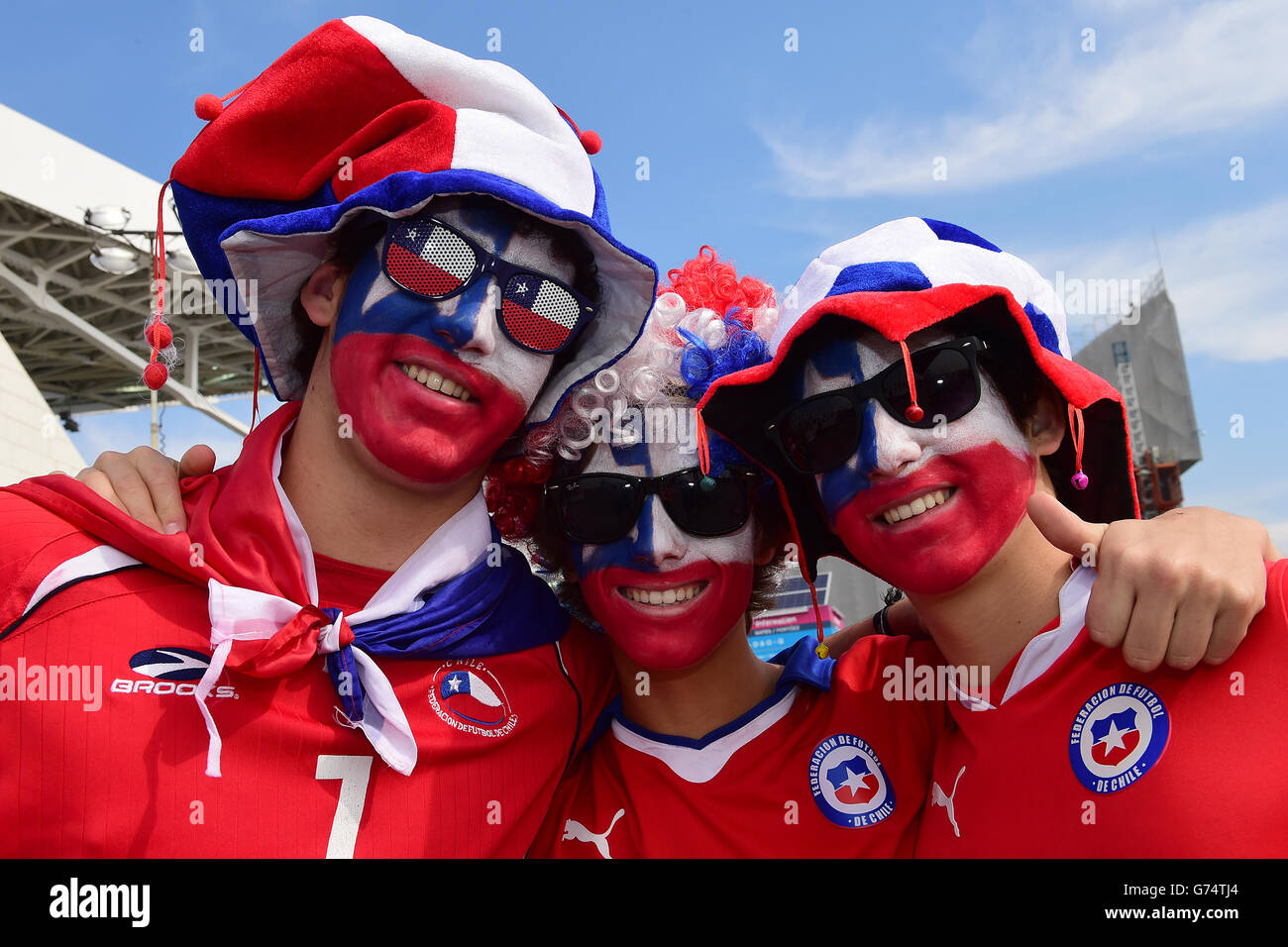Chile fans shows their support before the game hi-res stock photography ...