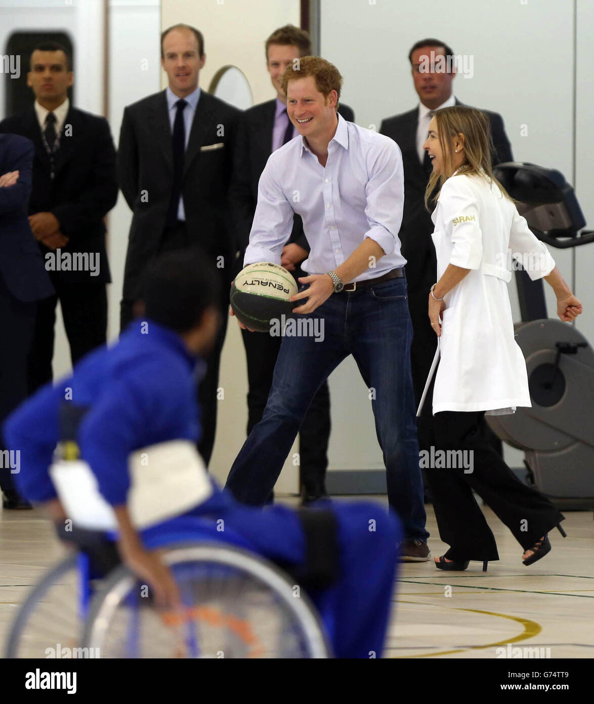 Prince Harry watches patients playing wheelchair basketball during his ...
