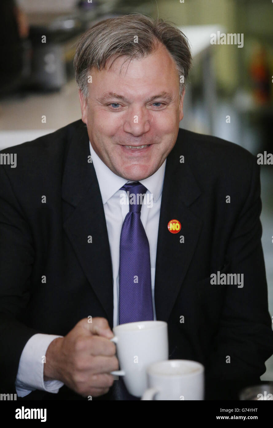 Shadow Chancellor Ed Balls during a visit to Cafe No 9 in Edinburgh ...