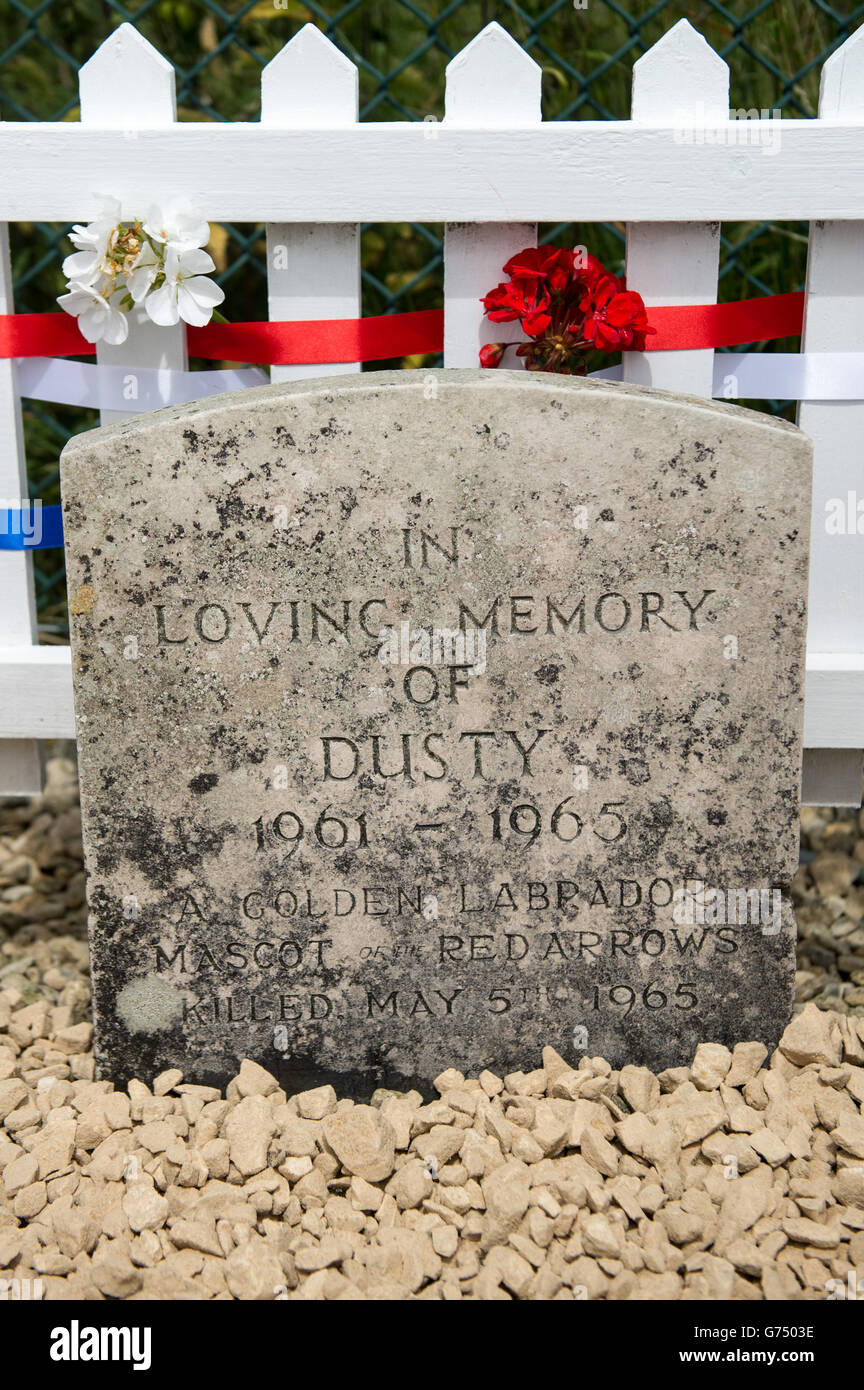The newly restored gravestone at RAF Fairford of Red Arrows mascot dog ...