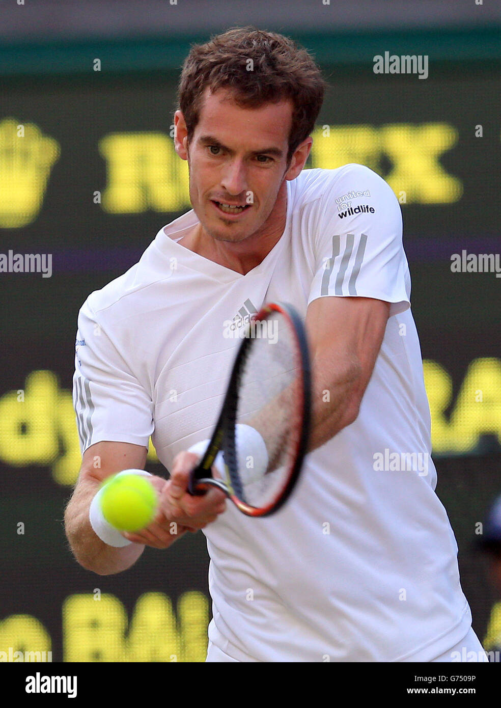 Great Britain's Andy Murray in action against Spain's Roberto Bautista Agut during day five of ...