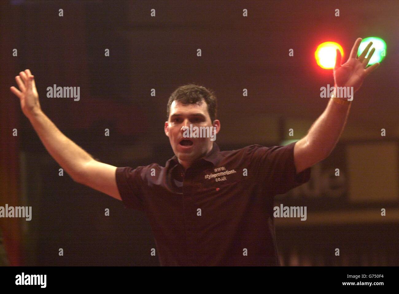 Australian Tony David celebrates his win against Mervyn King in the ...