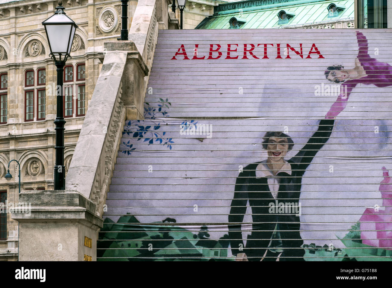 The painted staircase of the Albertina art museum, Vienna, Austria ...