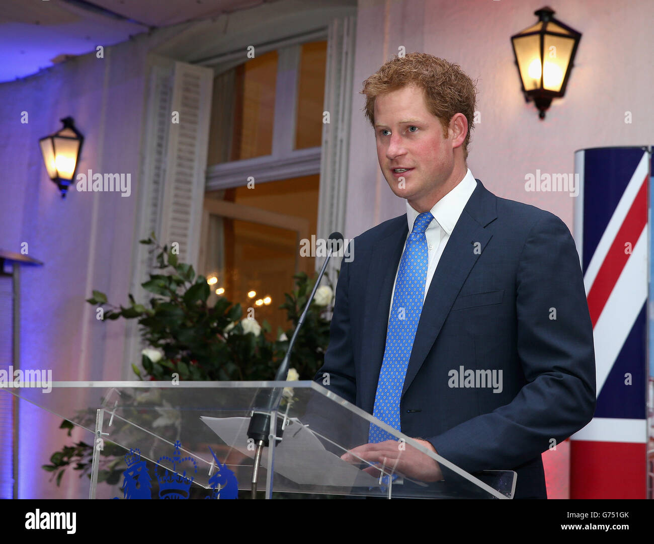 Prince Harry gives a speech at a Queen's Birthday Party event at the ...