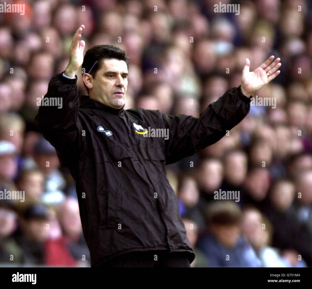 Derby County's manager John Gregory reacts as his team plays Sunderland ...