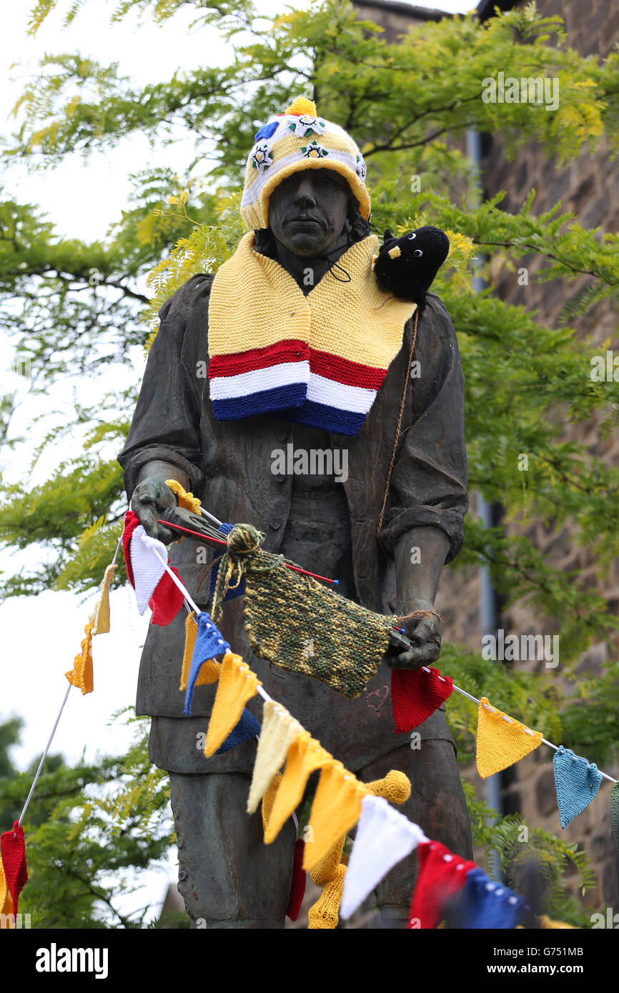 Statue of Thomas Chippendale in Otley is decorated as part of the route ...