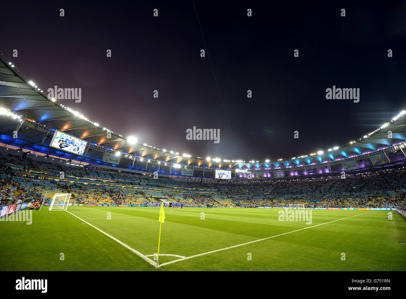 General view as fans gather inside the Maracana Stadium for the match ...
