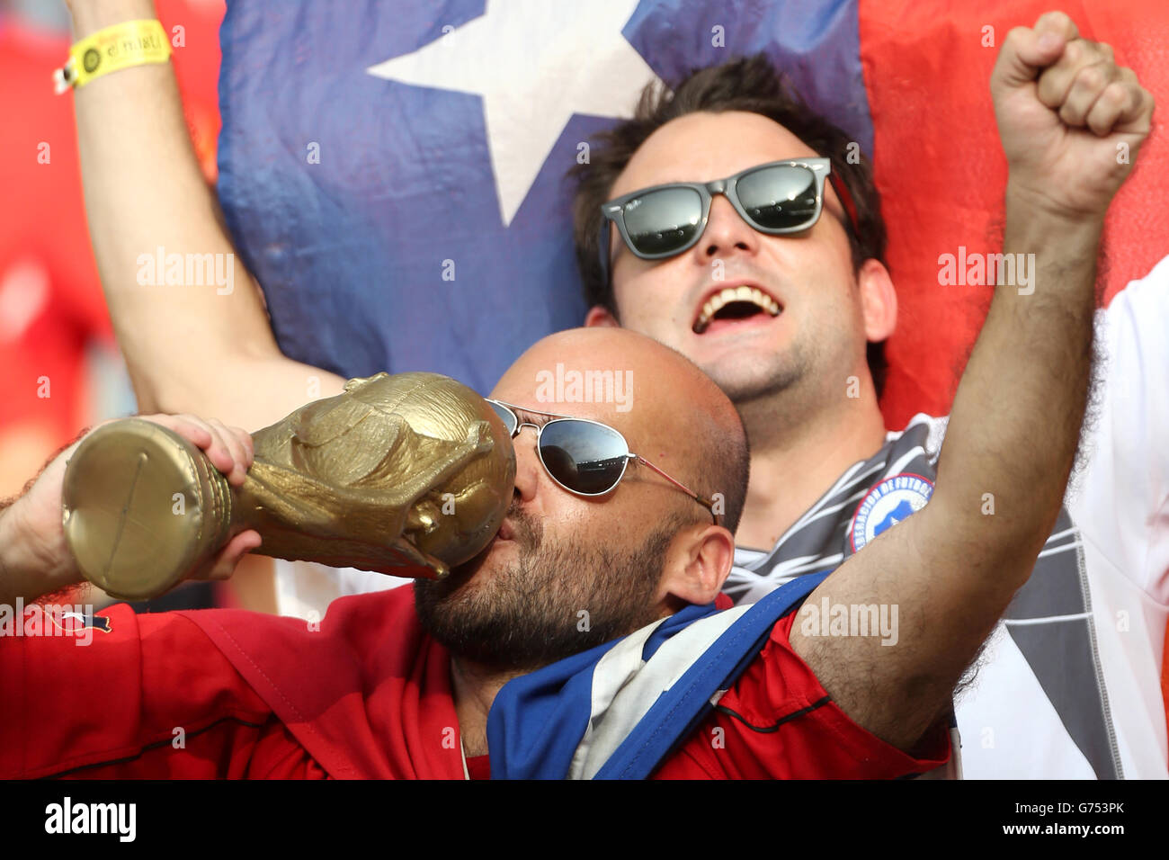 Chile fans show their support in the stands hi-res stock photography ...