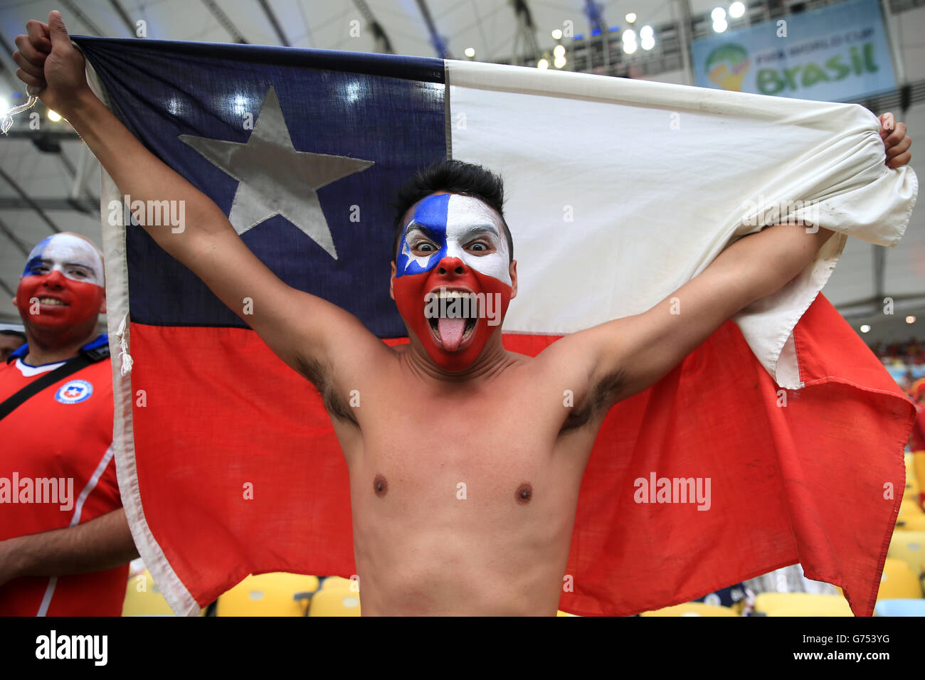 Chile fans show their support in the stands hi-res stock photography ...