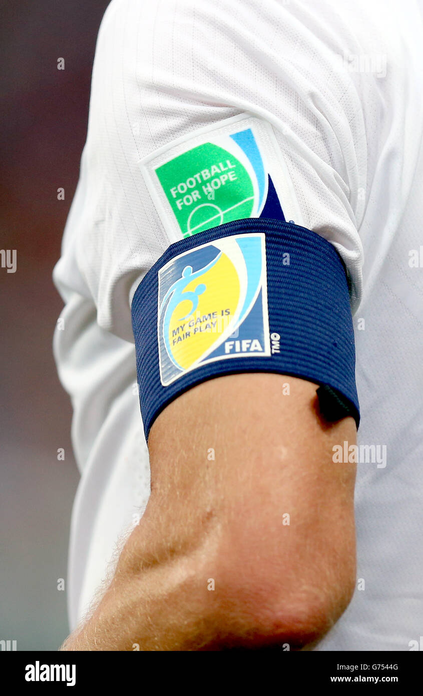 England captain steven gerrards wearing a fifa fair play badge hi-res ...