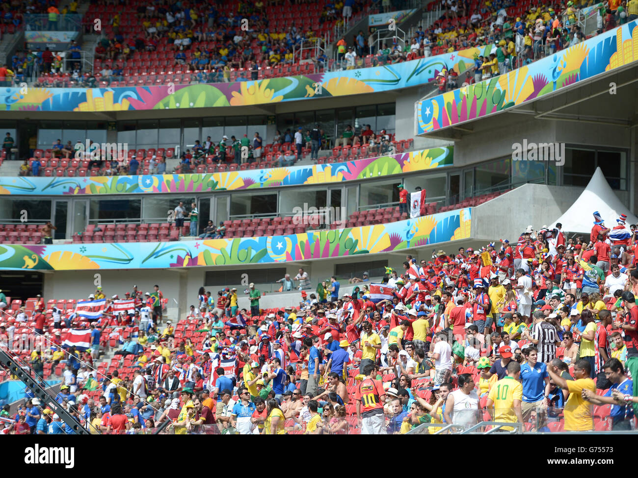 A general view of fans in the stands at the Arena Pernambuco Stock ...