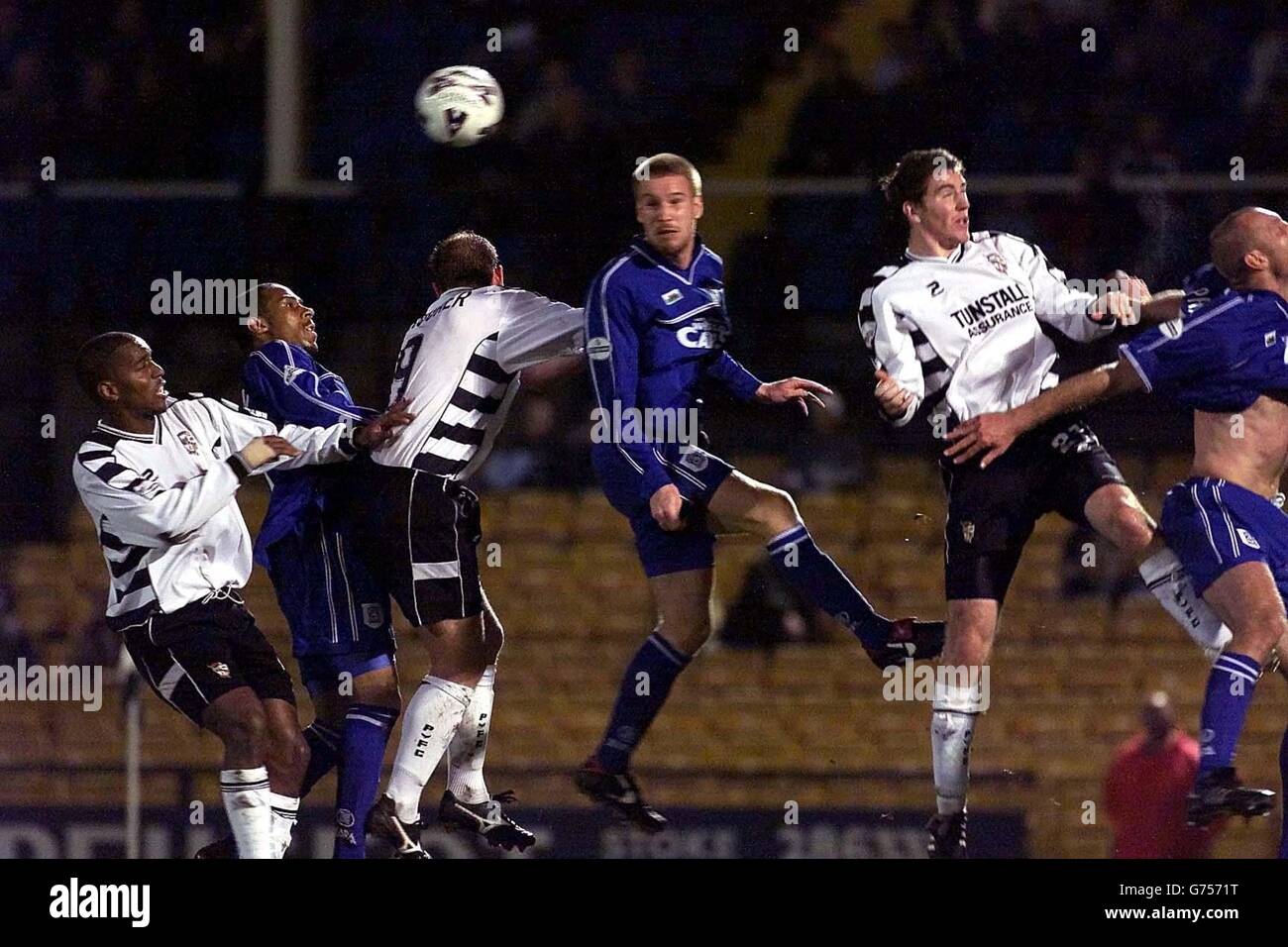 Cardiff City clear a corner from Port Vale during the Nationwide ...