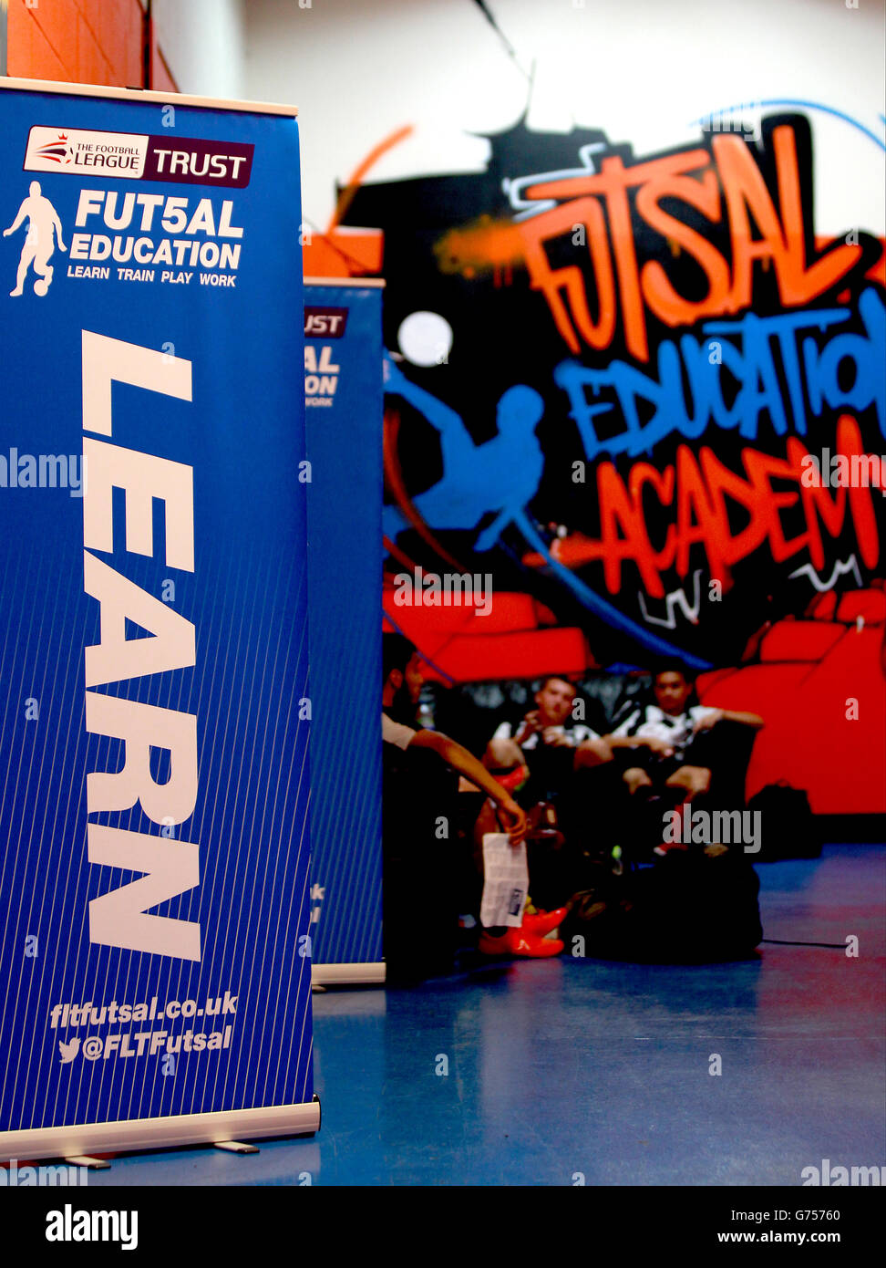 Signage football league trust futsal finals hi-res stock photography ...