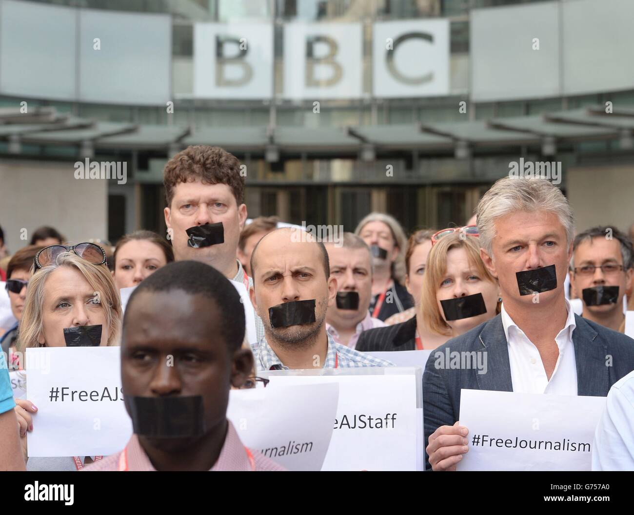 BBC staff and journalists protest outside New Broadcasting House in ...