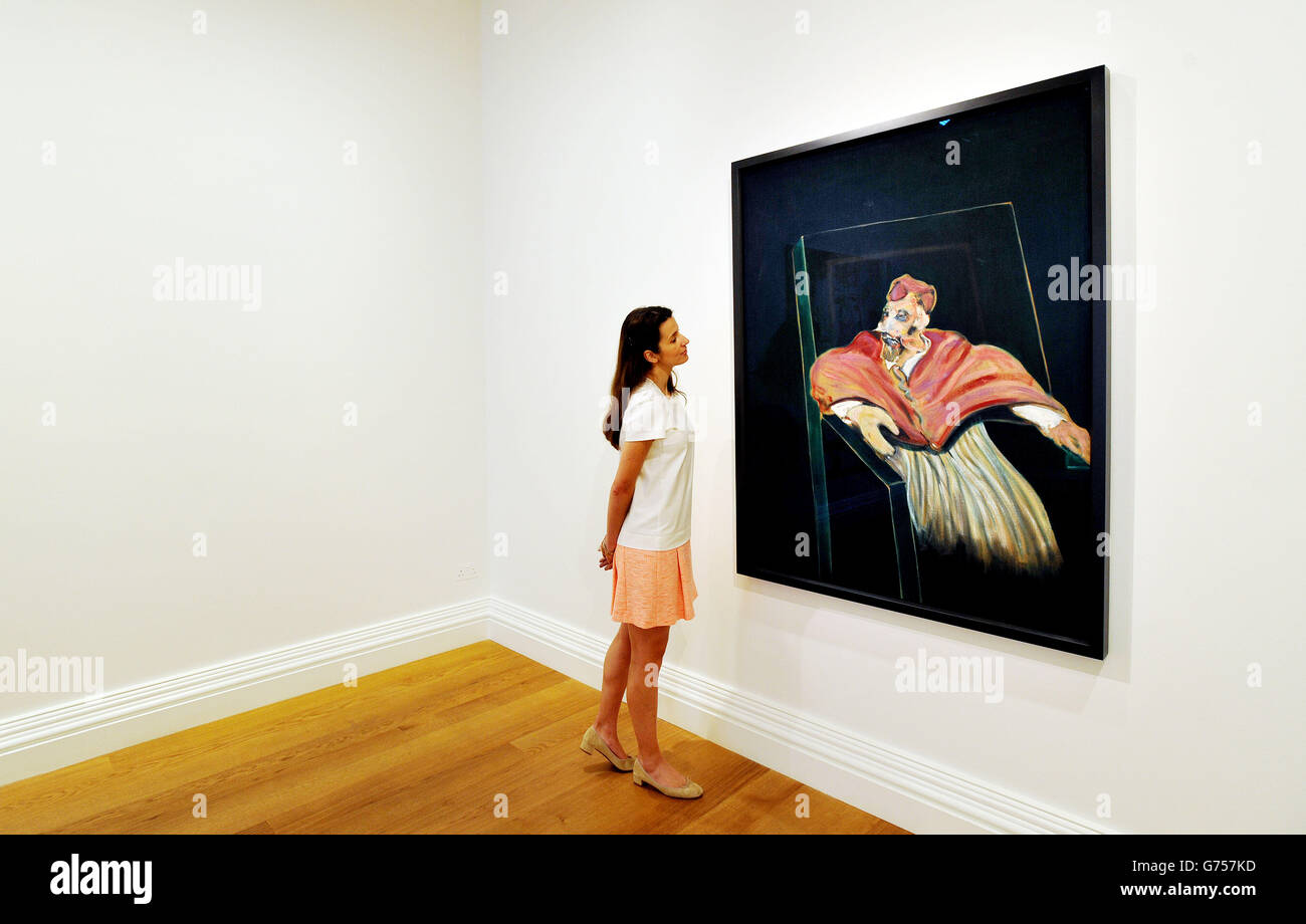 Skarstedt Gallery staff member Sarah Horner views 'Study for a Pope III ...