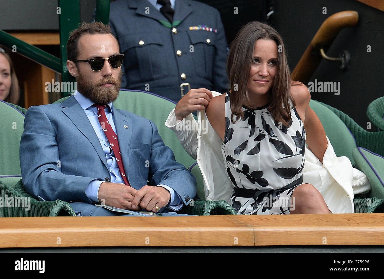 Pippa and James Middleton in the Royal Box on Centre Court during day ...