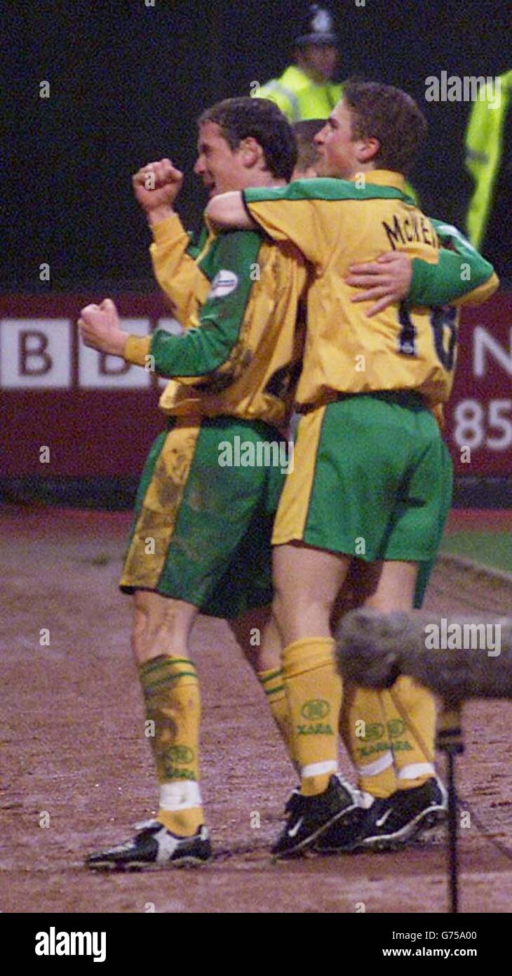 . Norwich City's Mark Rivers (L) celebrates his goal with his team ...