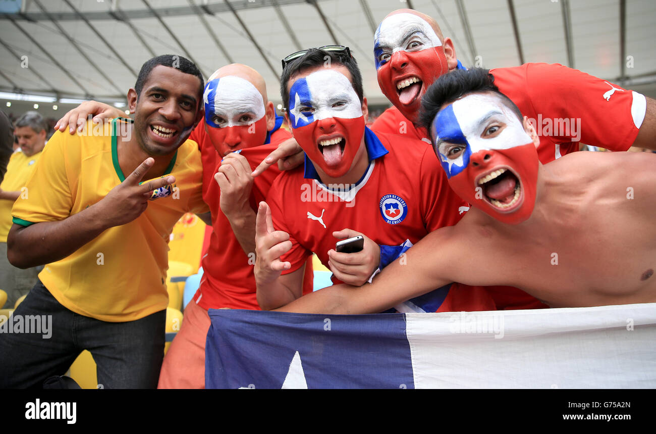 Chile fans show their support in the stands hi-res stock photography ...