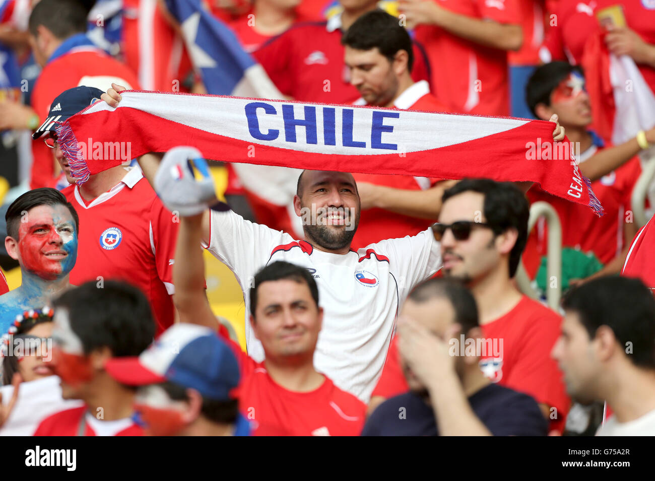 Chile fans show their support in the stands hi-res stock photography ...