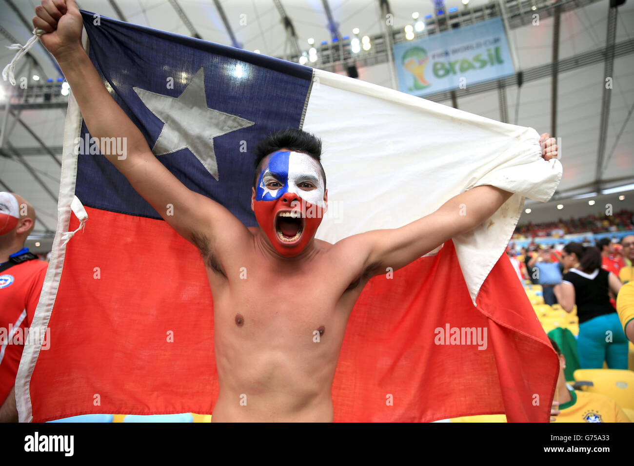 A chile fan shows his support in the stands hi-res stock photography ...