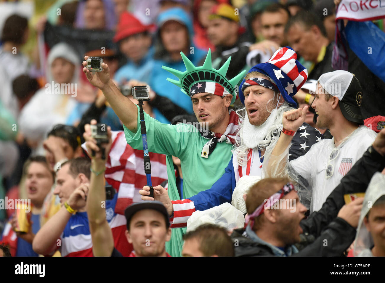 USA fans cheer on their side in the stands before the match Stock Photo ...