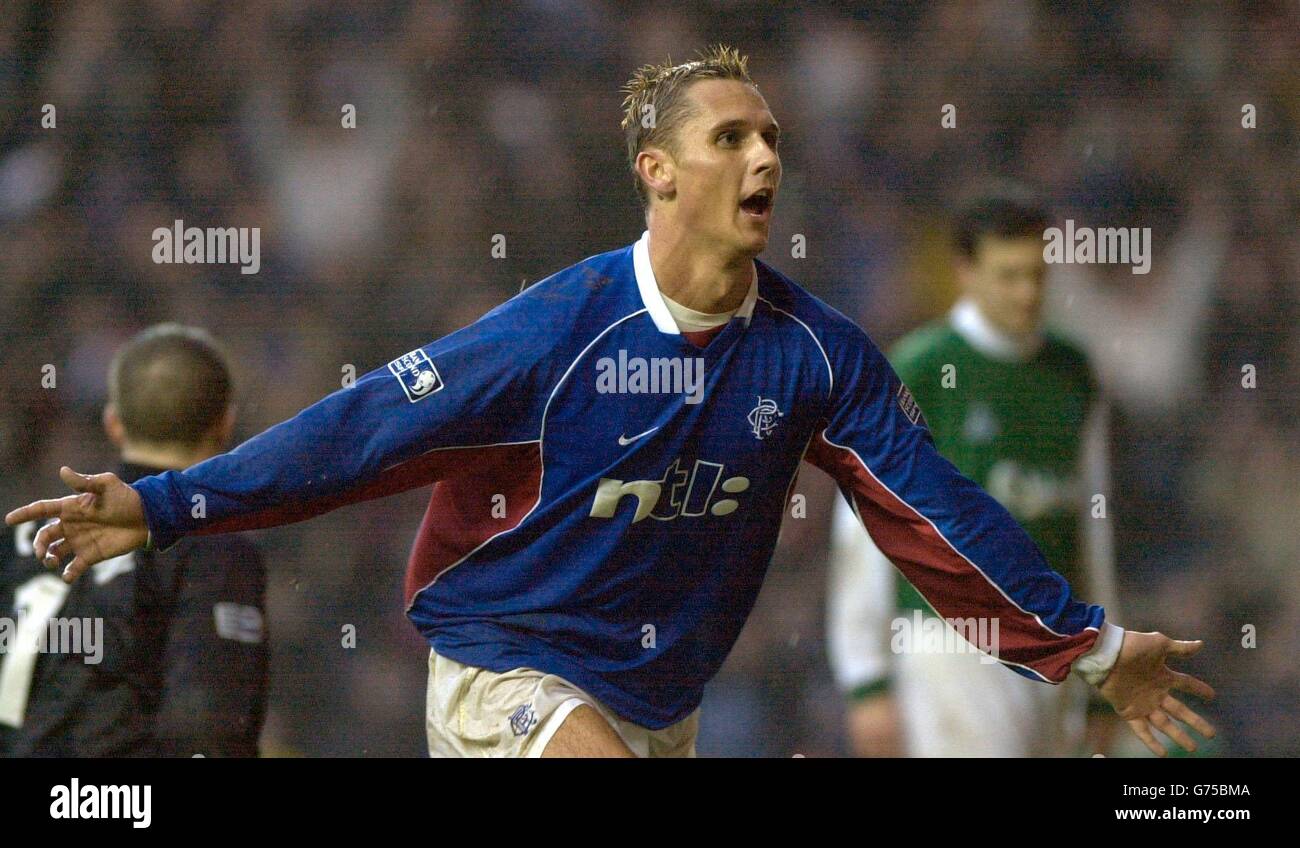 Rangers' Peter Lovenkrands celebrates his goal during their Tennents ...