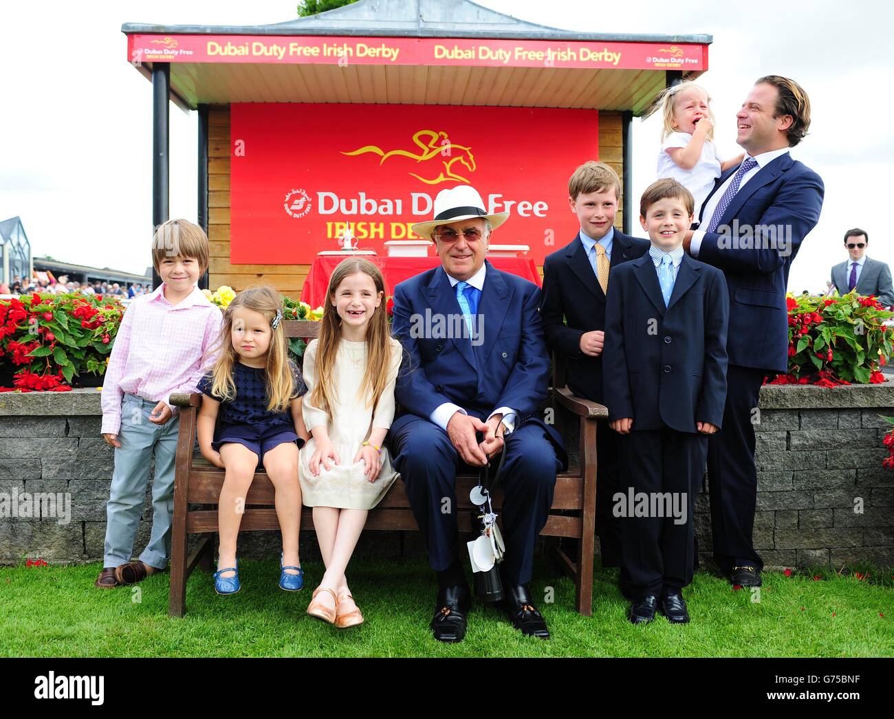 John Magnier pictured with his son Tom and his grandchildren after he ...