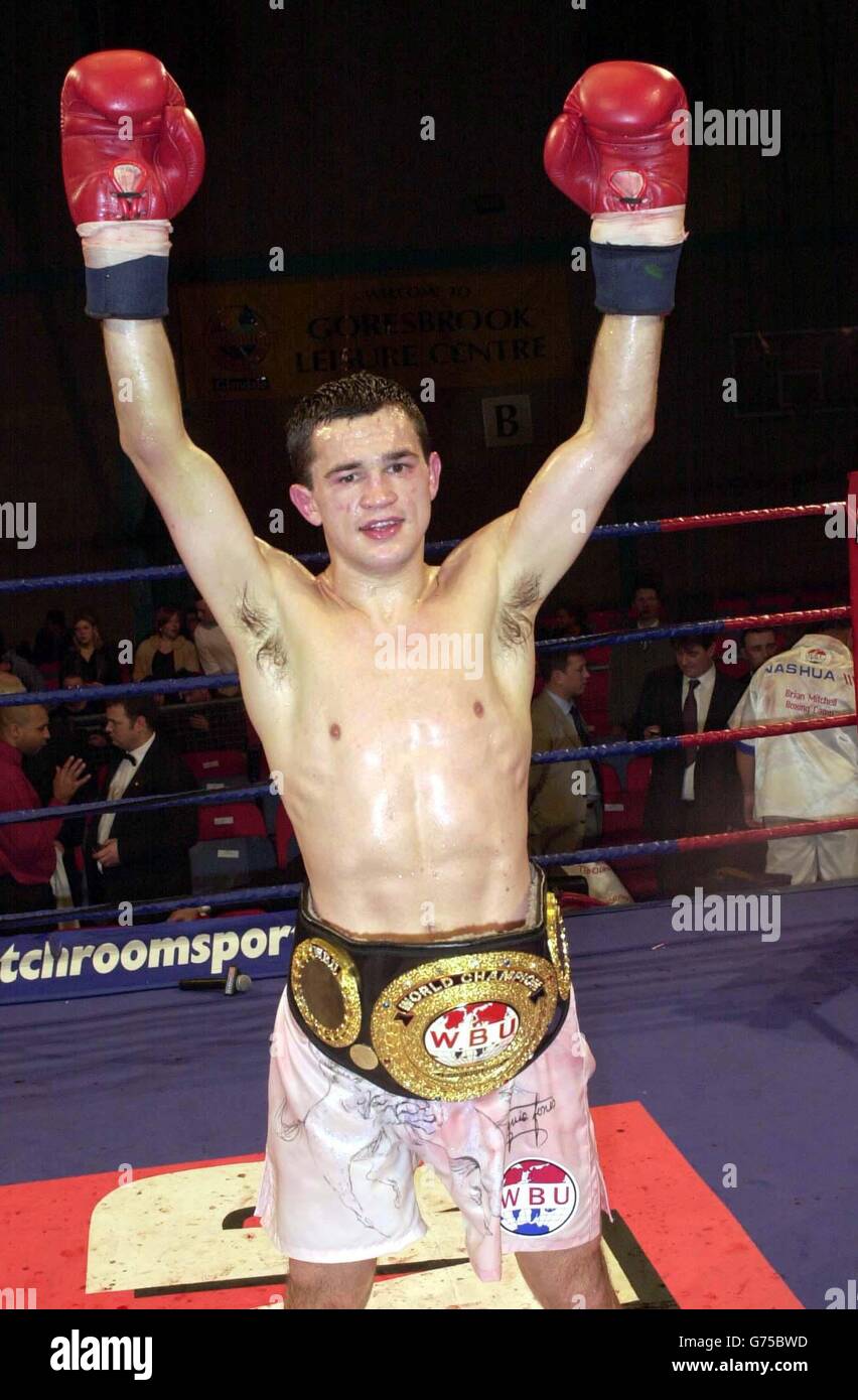 WBU World Lightweight champion Colin Dunne celebrates after a fifth ...
