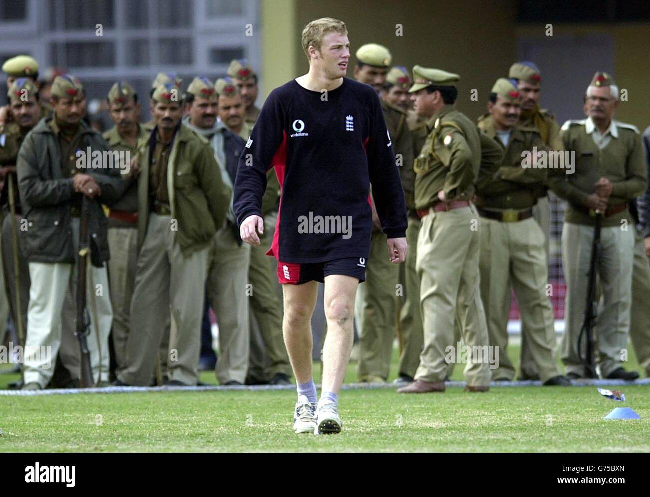 India v England Practice Flintoff Stock Photo - Alamy