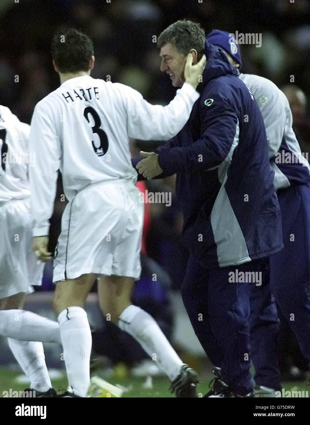 Leeds United's Ian Harte celebrates his goal against Ipswich with head ...