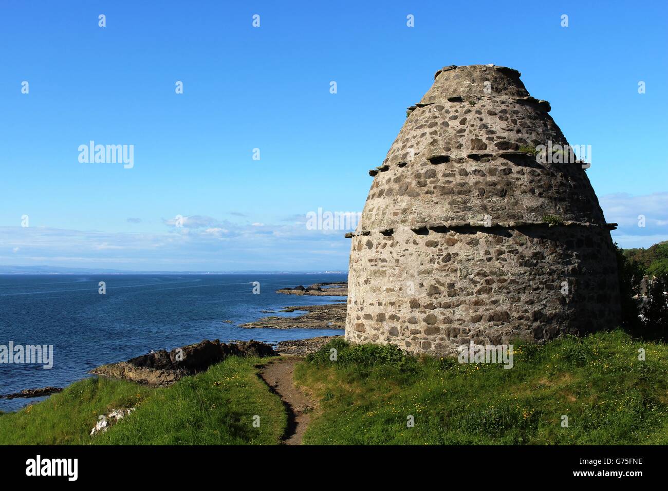 Beehive dovecot (Scots: Doocot) on cliff above seashore by Dunure ...