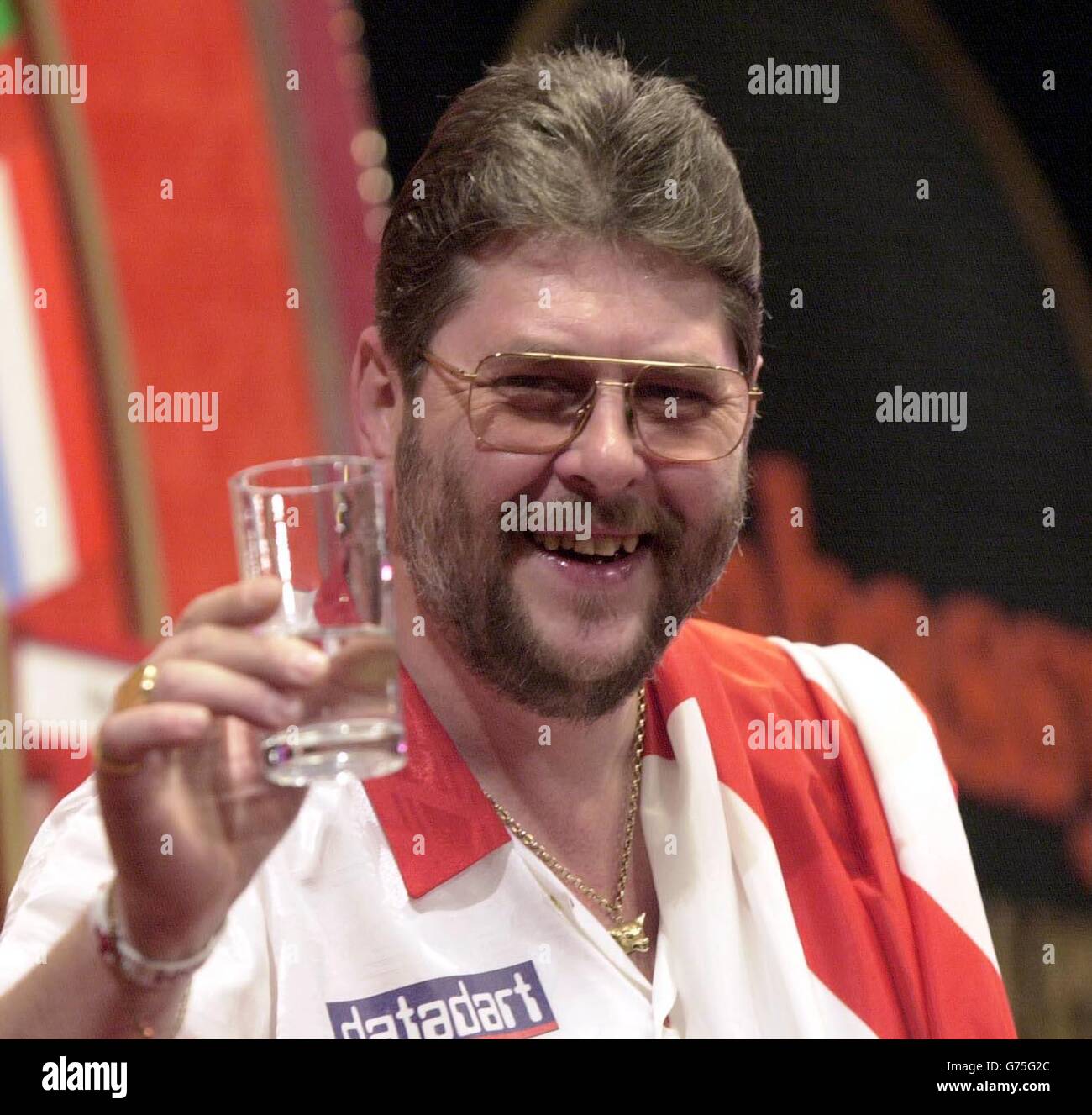 Martin Adams celebrates his win against Wayne Jones in their quarter ...