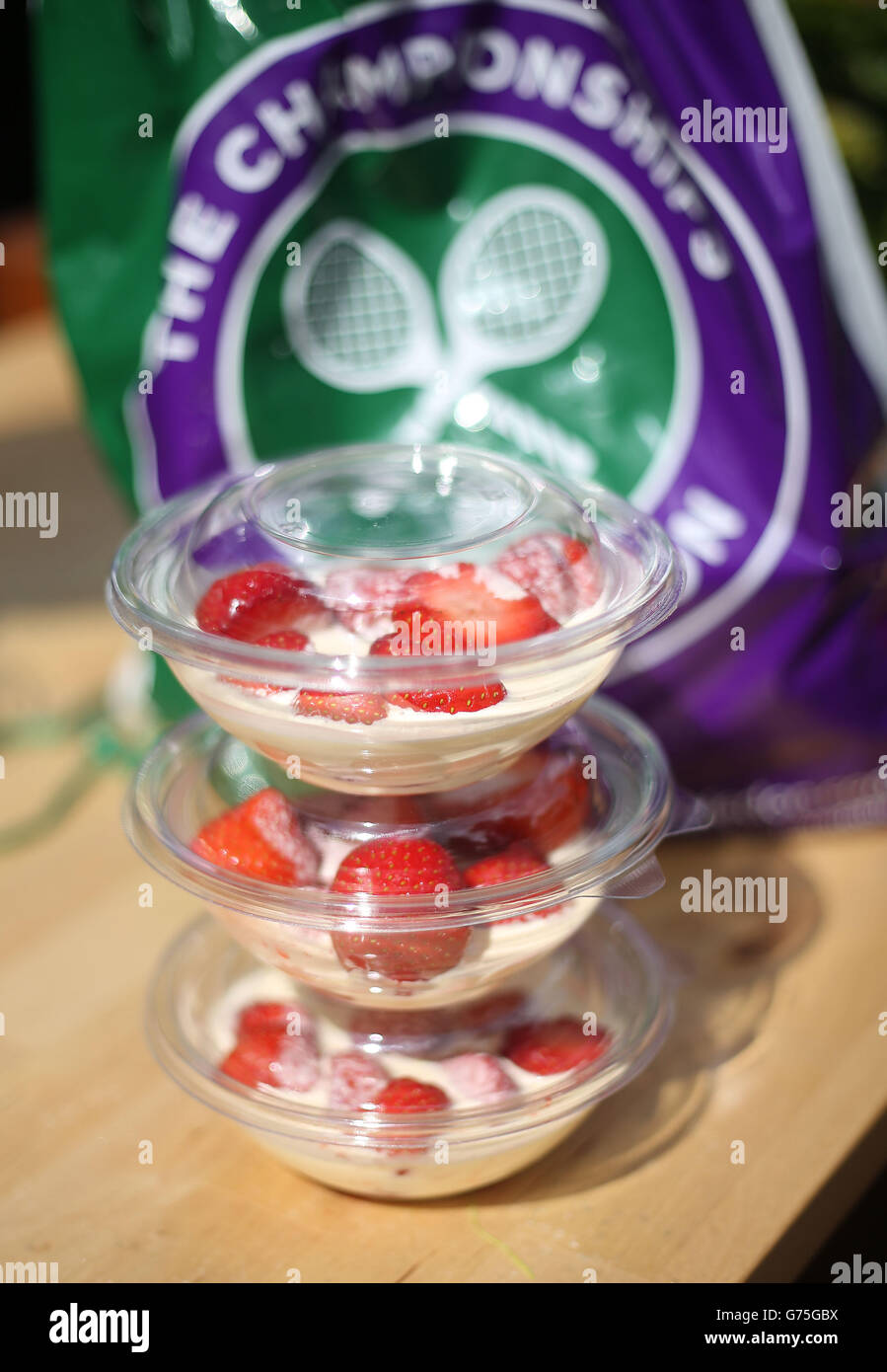 The strawberries and cream stand on day five of the Wimbledon ...